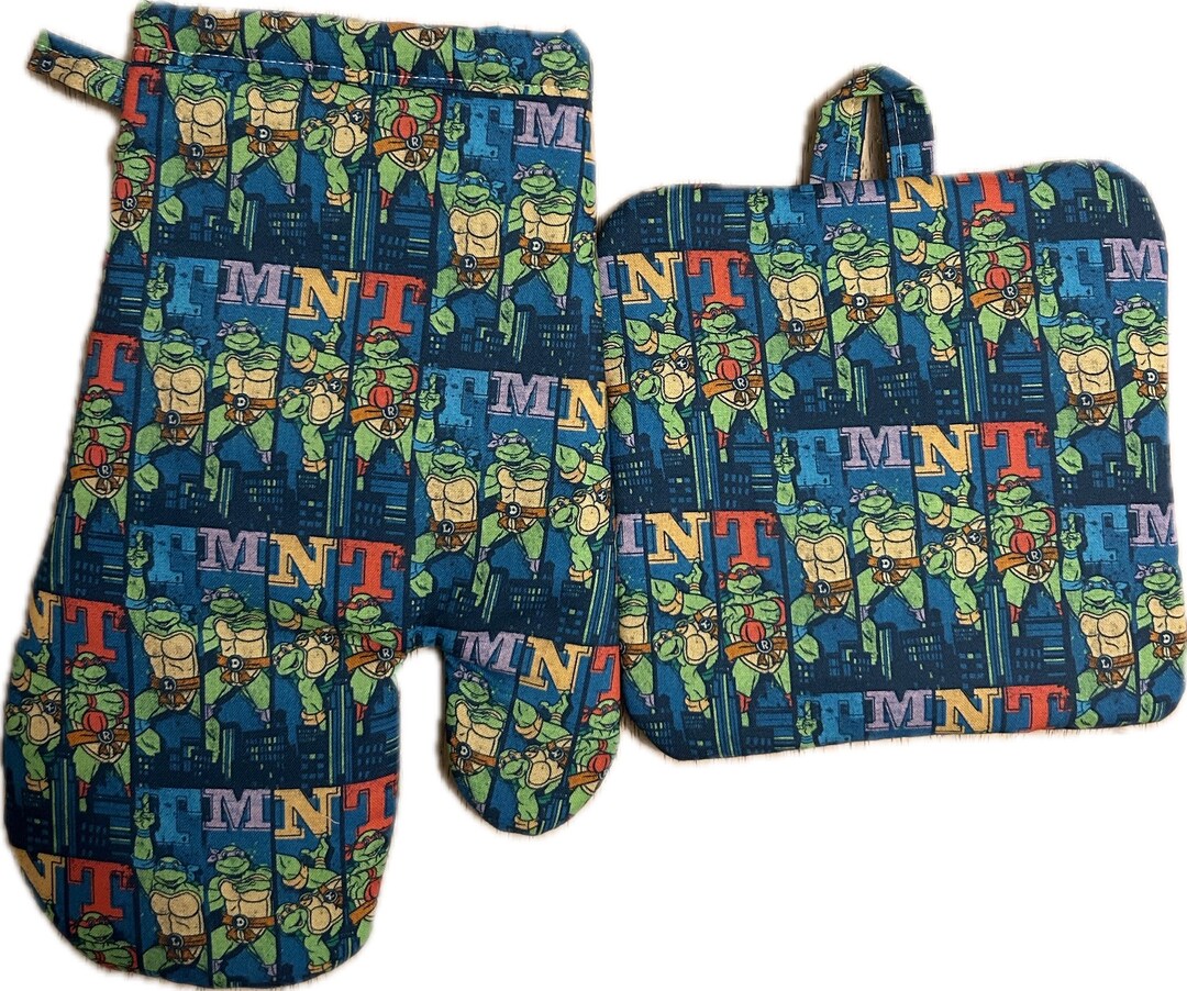 TMNT Teenage Mutant Ninja Turtles Oven Mitt and Potholder Set. Trivet ...