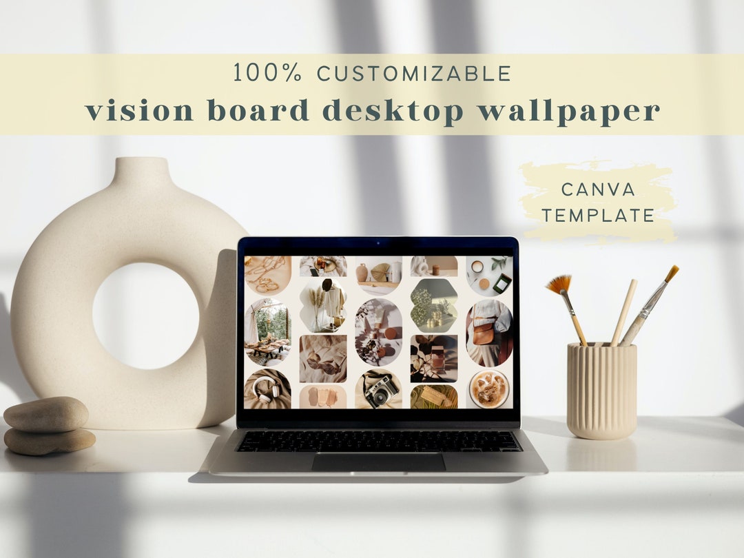 Vision Board Desktop Wallpaper | Customizable, Canva Template | Desktop ...