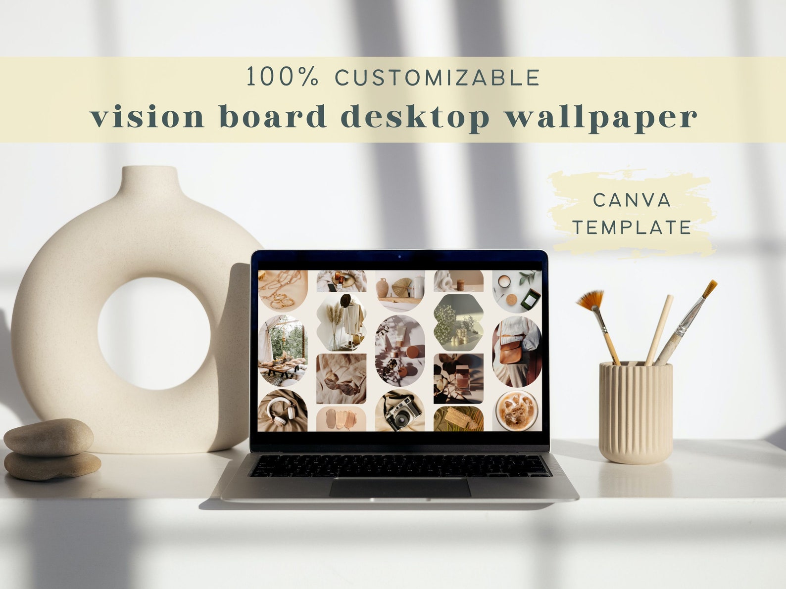 Vision Board Desktop Wallpaper | Customizable, Canva Template | Desktop ...
