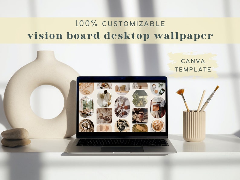 Vision Board Desktop Wallpaper | Customizable, Canva Template | Desktop ...