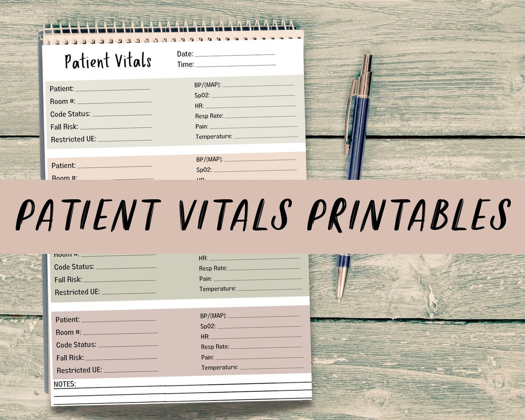 Patient Vitals Printable Templates/green Mauve - Etsy