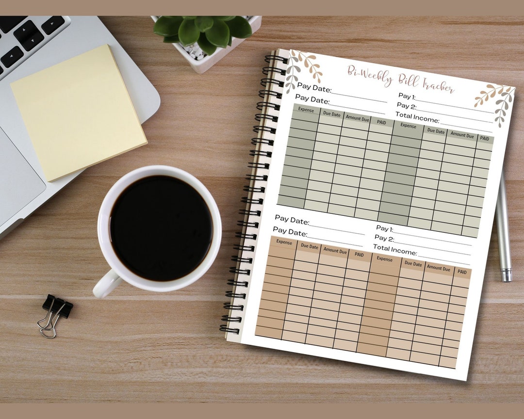 Bi-weekly Bill Tracker Printable/green/natural - Etsy