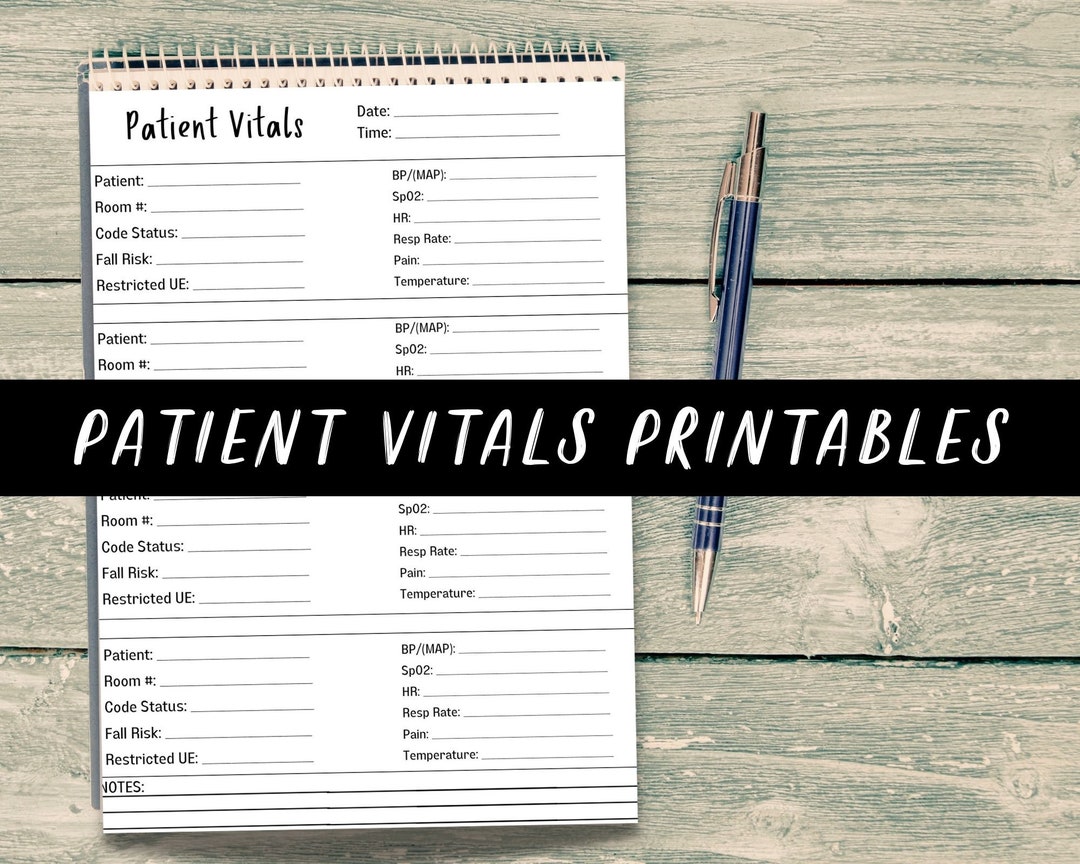 Patient Vitals Template Printable/basic/bw - Etsy