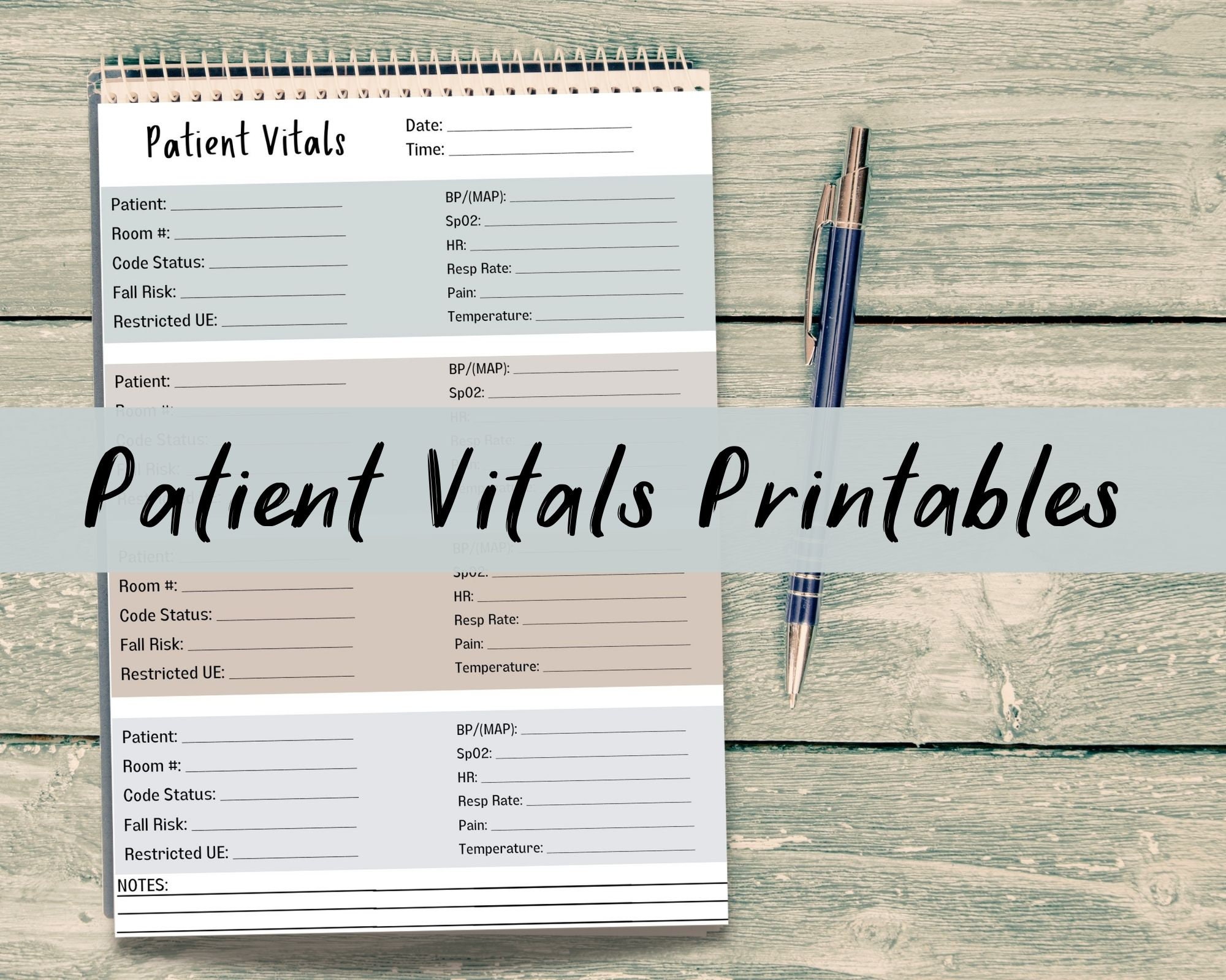 Patient Vitals Printable Templates/blue Natural - Etsy