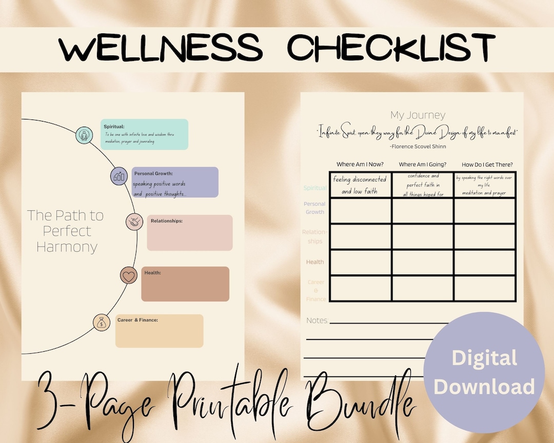 Self-care Wellness Checklist for Perfect Balance and Harmony - Etsy