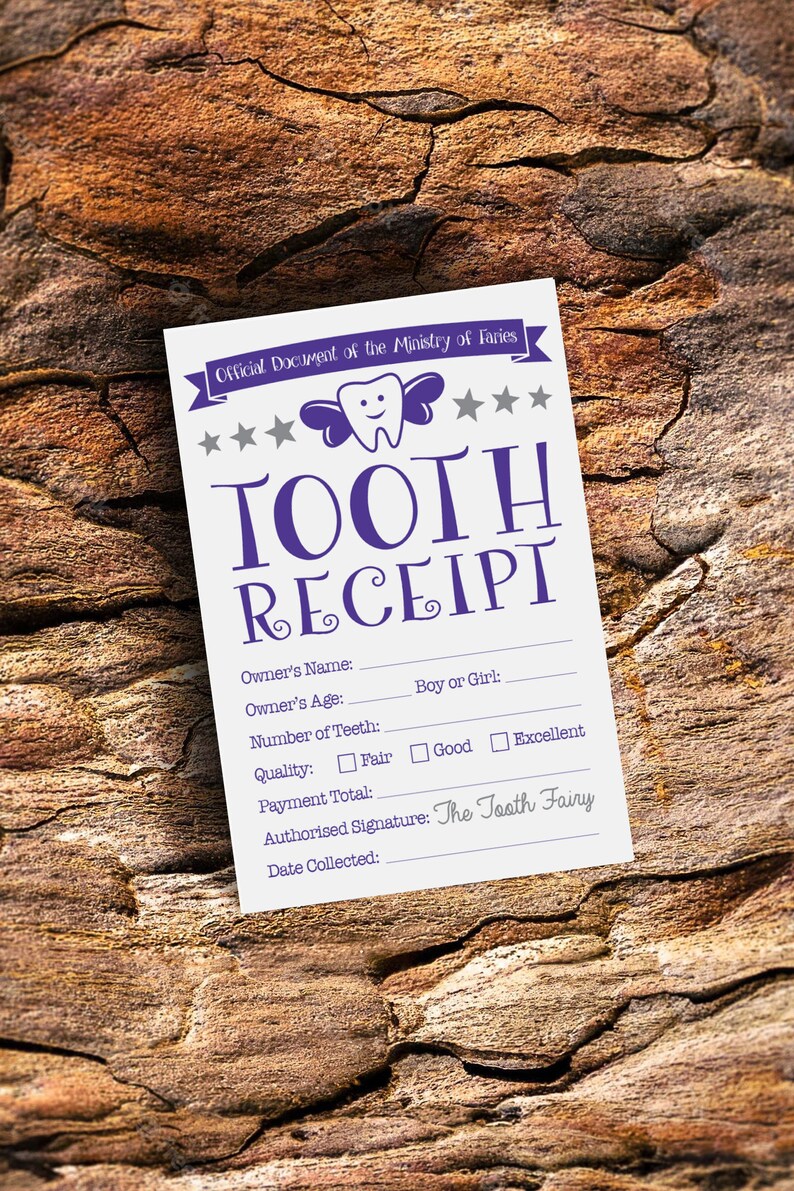 Tooth Fairy Receipt - Personalized Keepsake for Lost Teeth - Digital ...