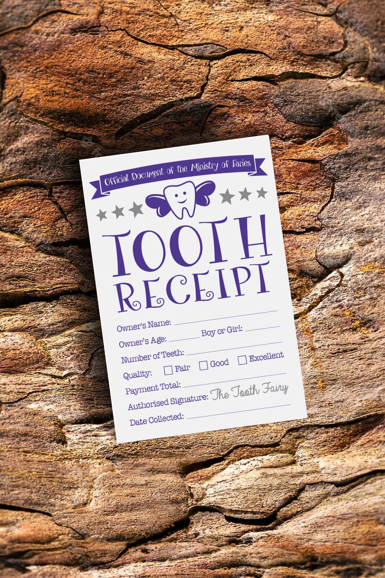 Tooth Fairy Receipt Personalized Keepsake for Lost Teeth Digital Print ...