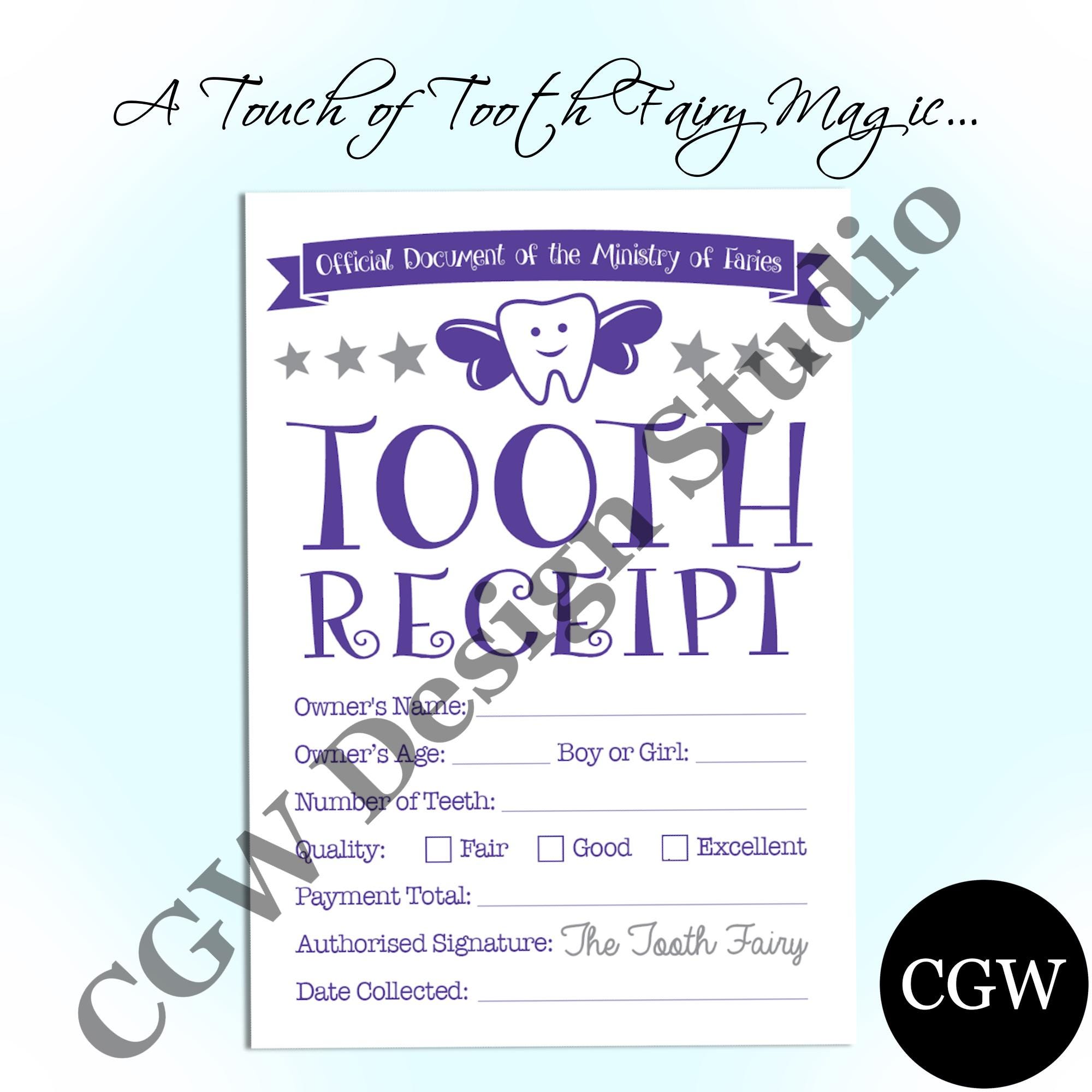 Printable Tooth Fairy Letter & Receipt – Magical Tooth Fairy Note ...