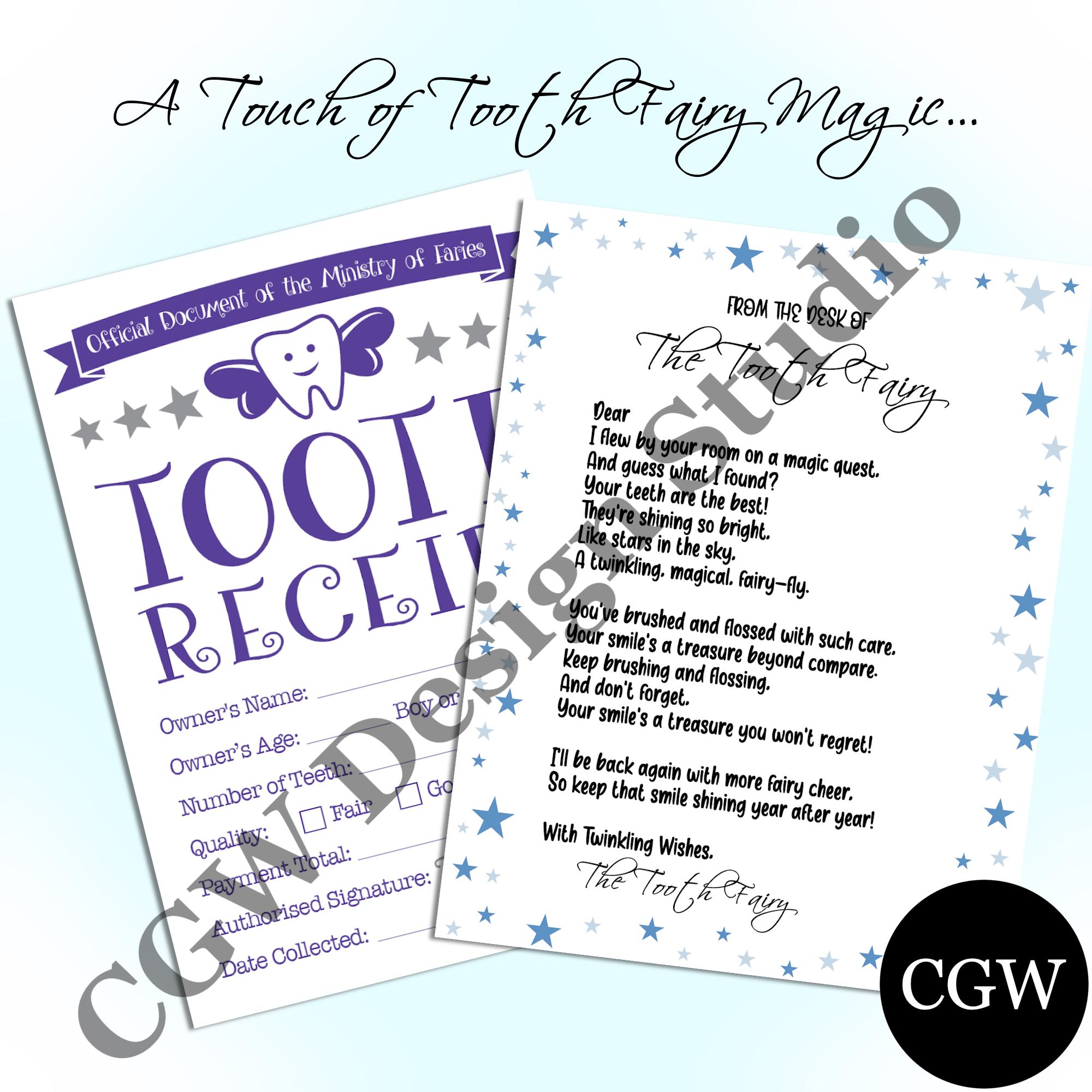 Printable Tooth Fairy Letter & Receipt – Magical Tooth Fairy Note ...