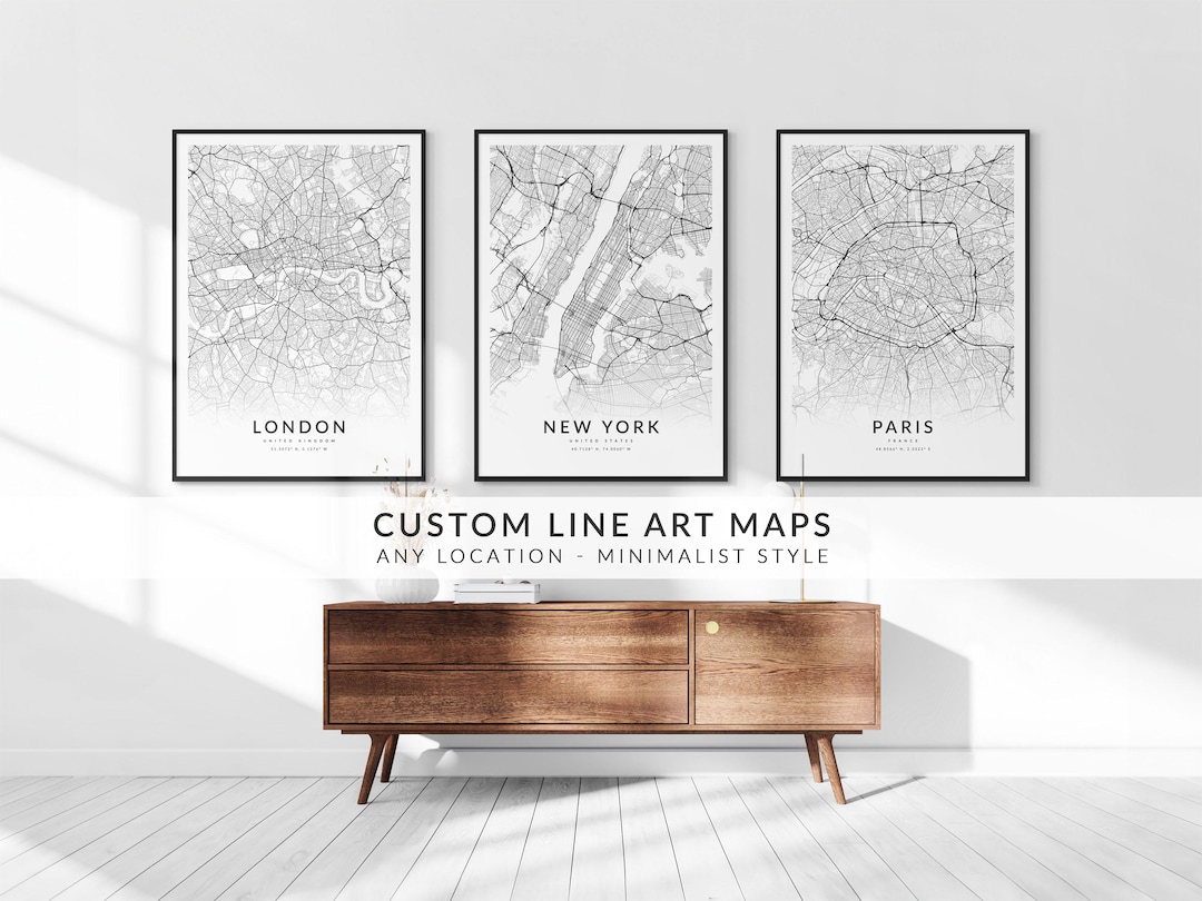 Custom Map Prints, Personalised City Map, Coordinates Poster, Any ...