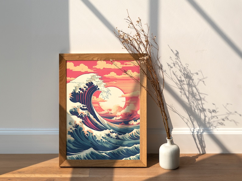 The Great Wave off Kanagawa Anime Print Modern Ukiyo-e Wall - Etsy