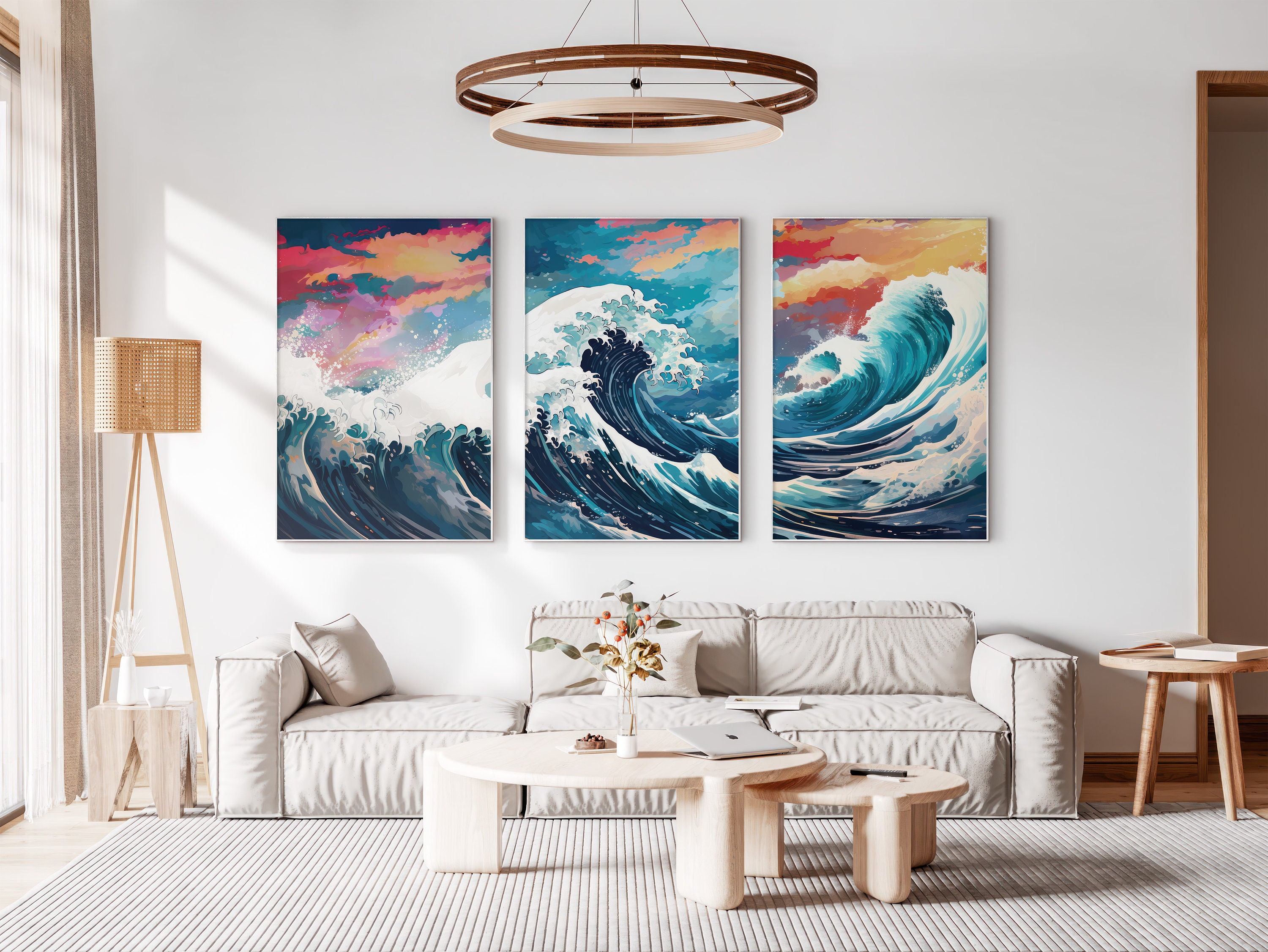 The Great Wave off Kanagawa Reimagined Set of 3 Prints Modern - Etsy