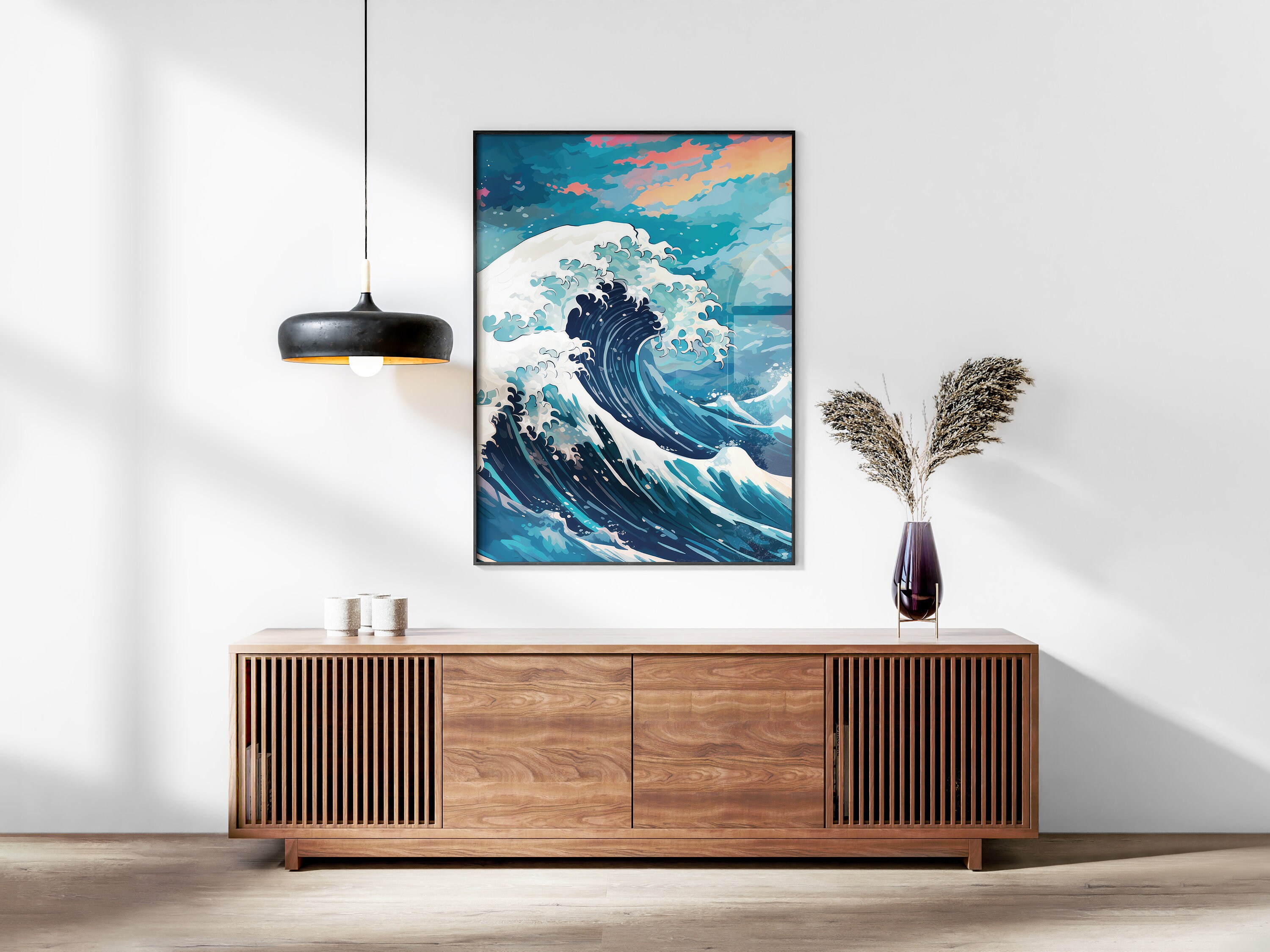 The Great Wave off Kanagawa Reimagined Set of 3 Prints, Modern Ukiyo-e ...