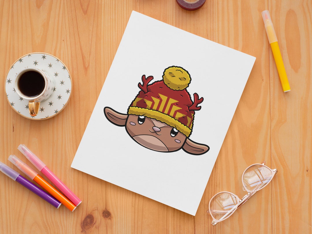 Deer Face Sticker Cute Animal Sticker Waterproof Notebook - Etsy