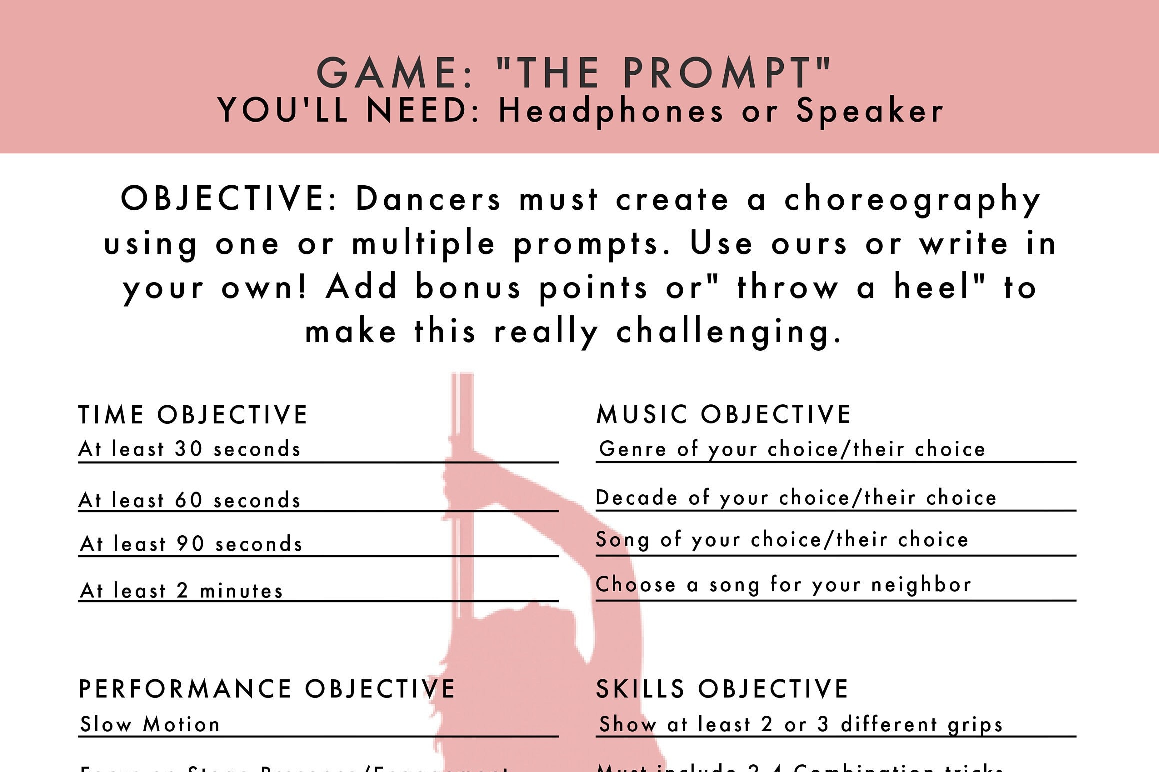 Printable Pole Dance Party Games for Pole Fitness Instructors Teachers ...