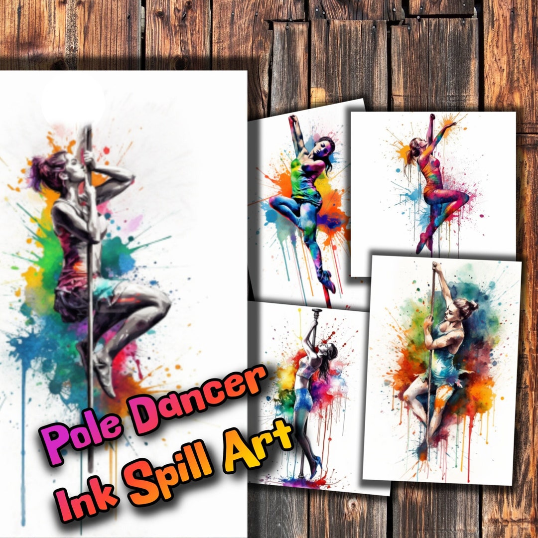 Pole Dance Art, 14 Ink Spill Digital Prints Bundle Collection Printable ...