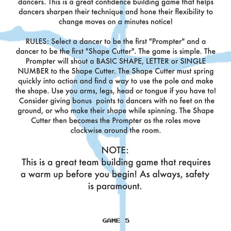 Printable Pole Dance Party Games for Pole Fitness Instructors Teachers ...