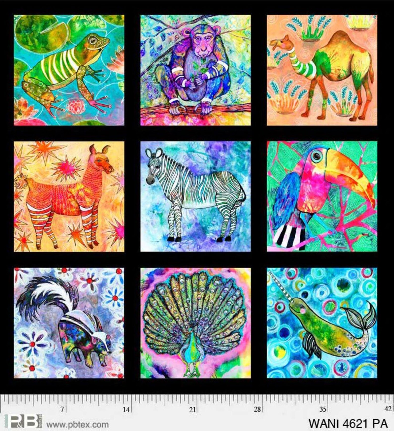 Wild Animals Panel - 4621 PA by P&B Textiles - 36" X 42" - 100% Quilt ...