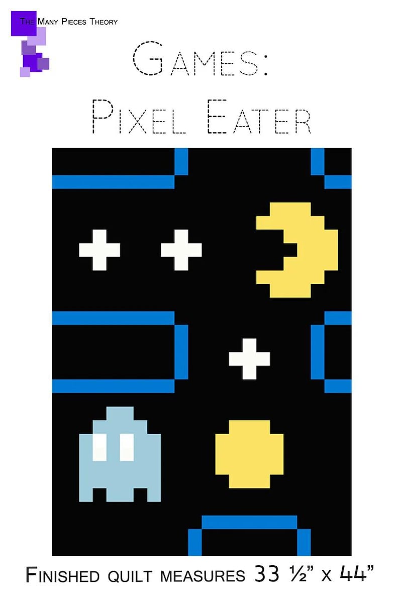 Pixel Eater Quilt Pattern: Comic Book Video Game Design (33 1/2" X 44 ...