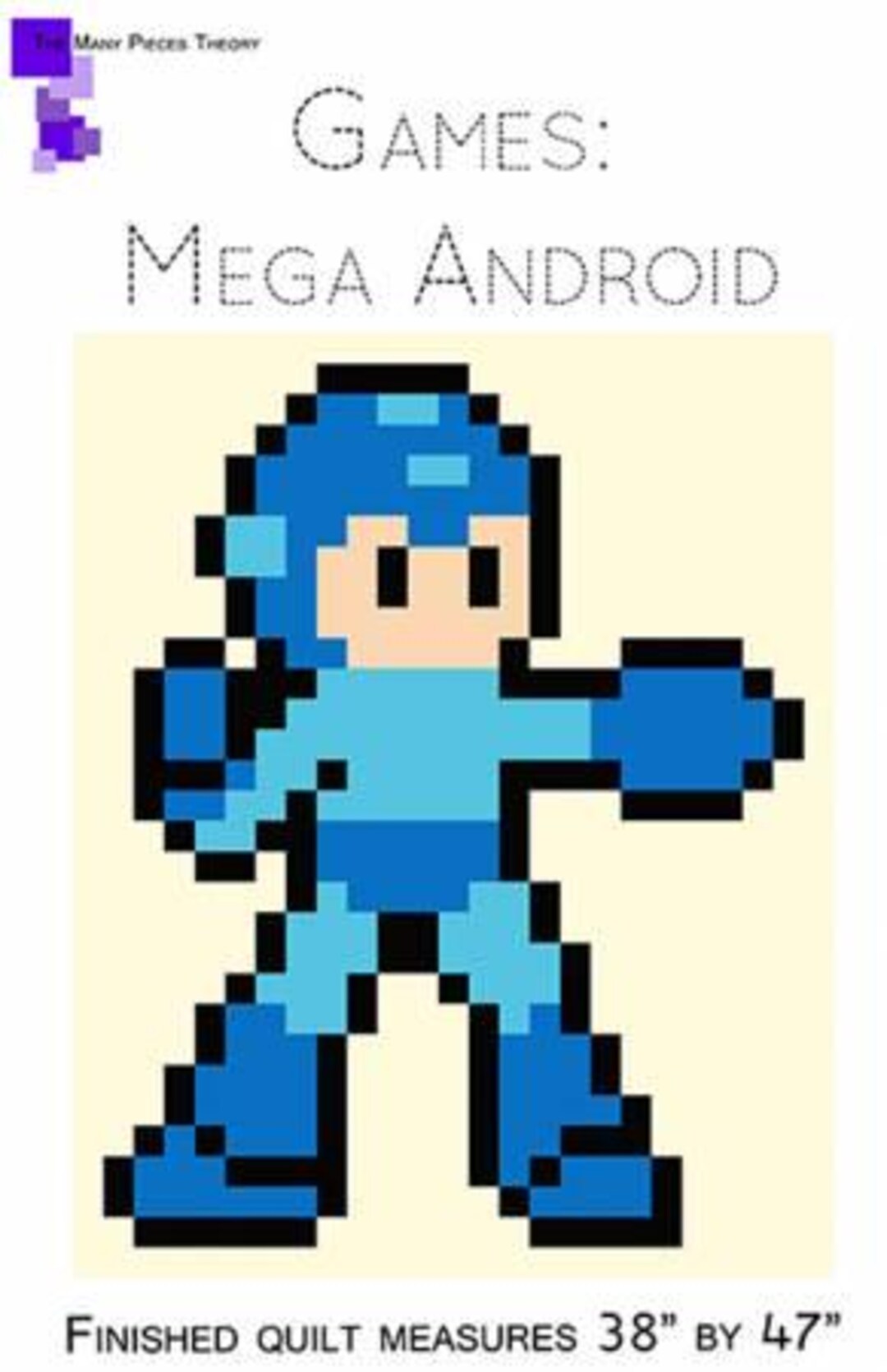 Pixelated Mega Android Quilt Pattern: Video Game Character (38" X 47 ...