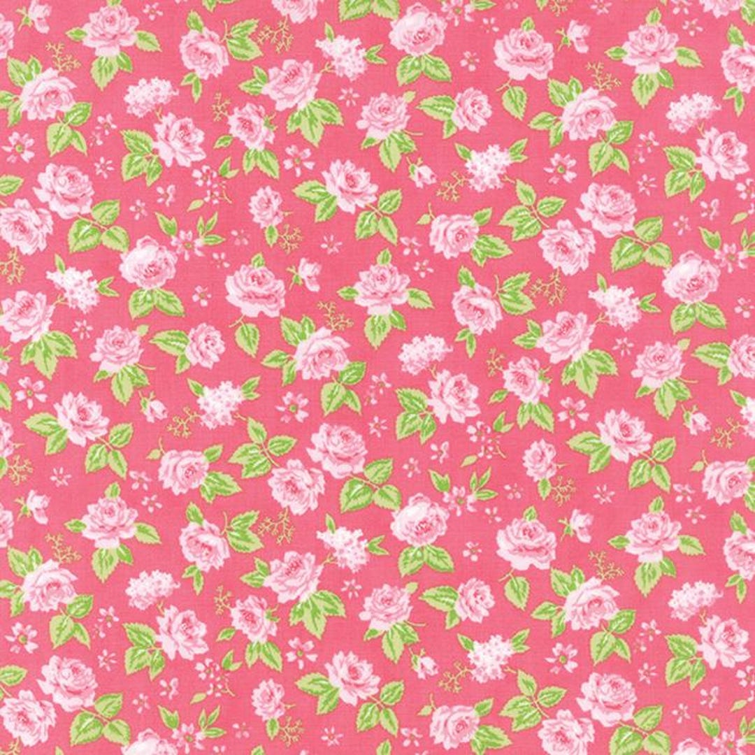Floral Cotton Fabric: Pink Roses Print by Chloe's Closet (1/2 Yard) - Etsy
