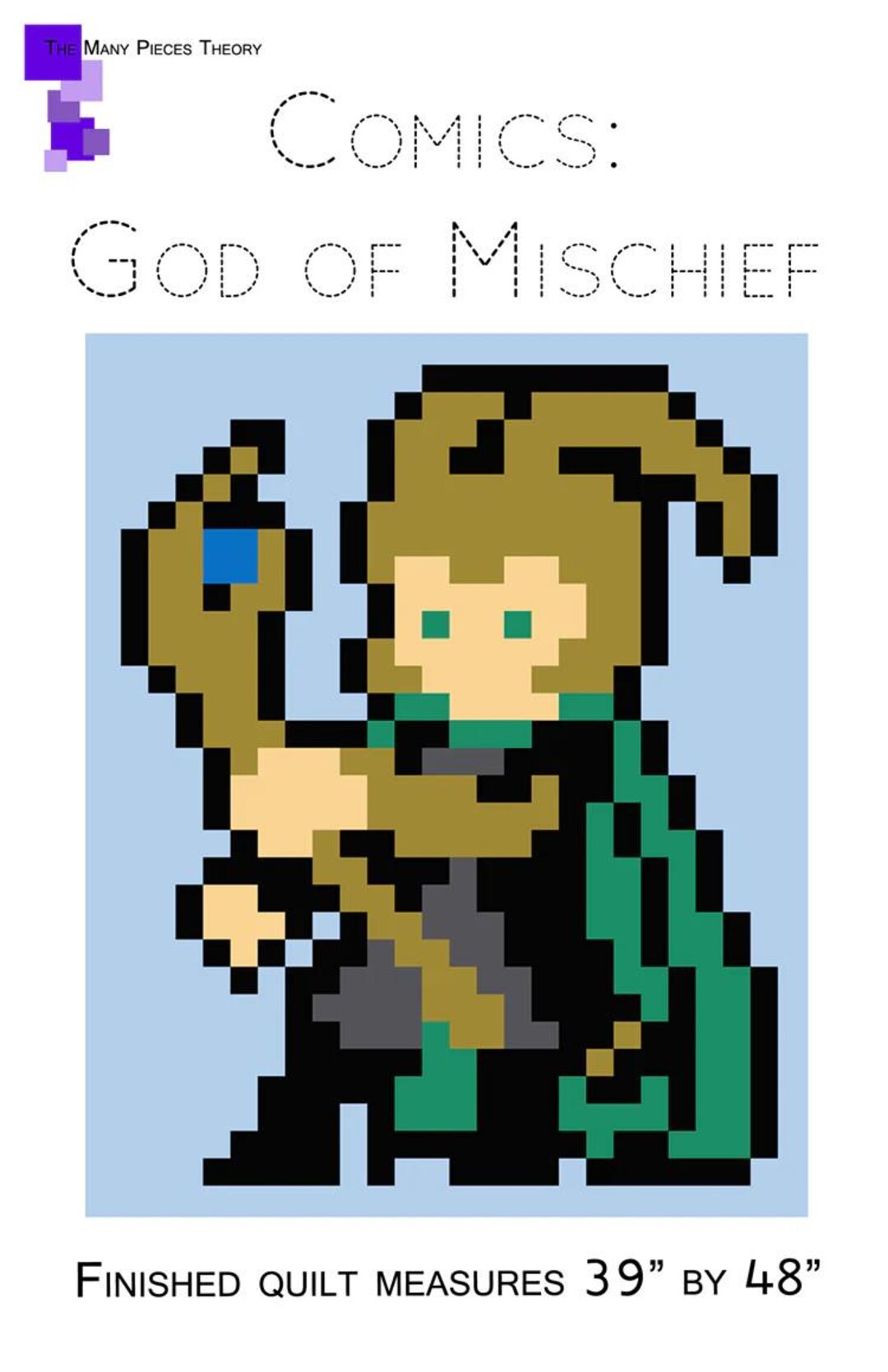 Pixelated God of Mischief Quilt Pattern: Comic Book Video Game (39" X ...