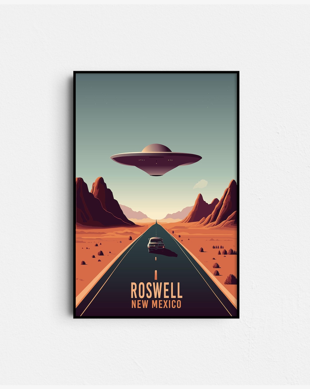 Roswell UFO Incident Retro Travel Poster - UAP Art Print - USA History ...
