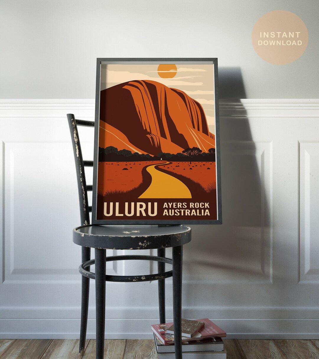 Uluru Ayers Rock National Park NT Australia Retro Travel Poster ...