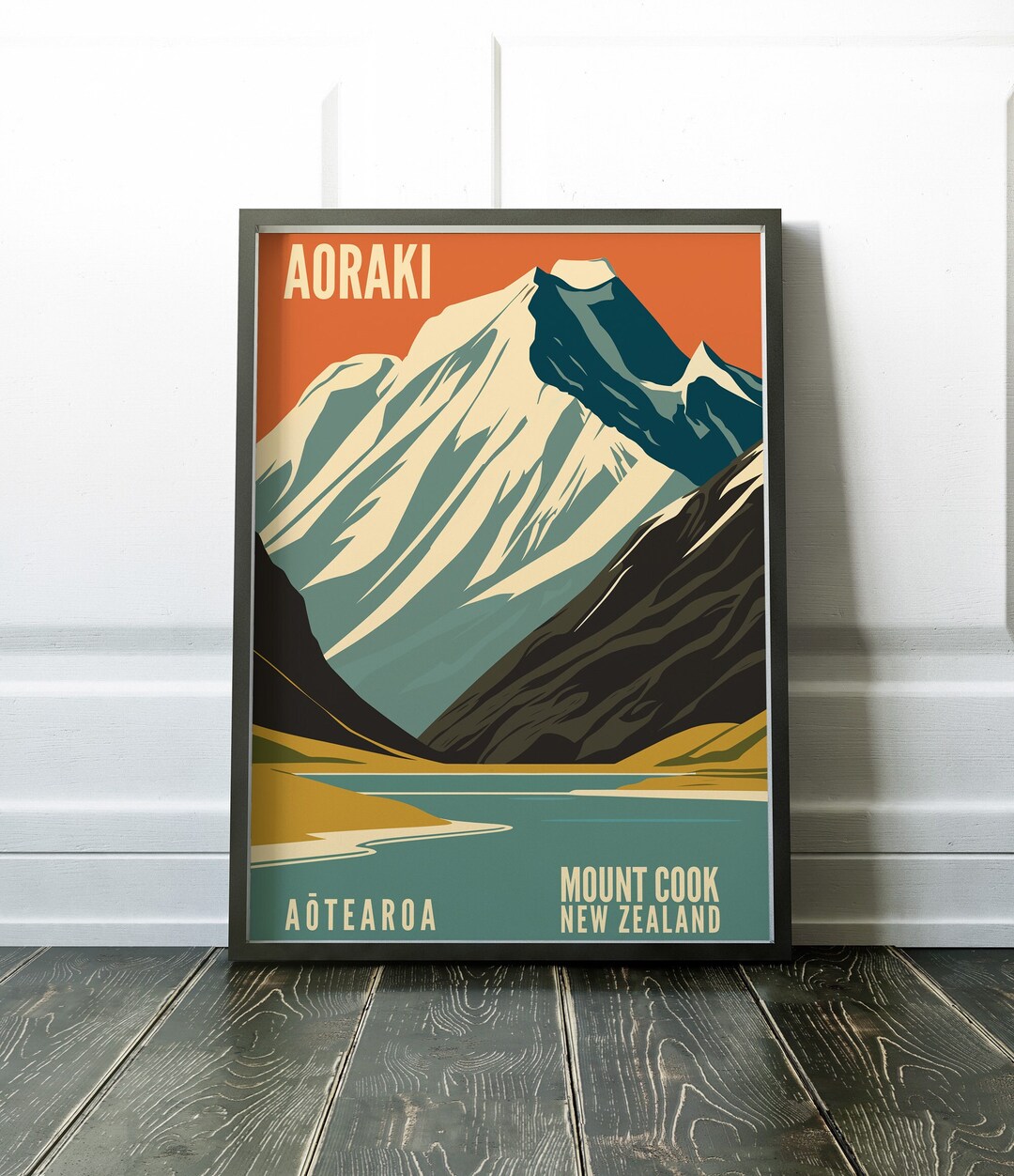 Aoraki Mount Cook New Zealand National Park Retro Travel Poster Digital Download NZ Travel ...