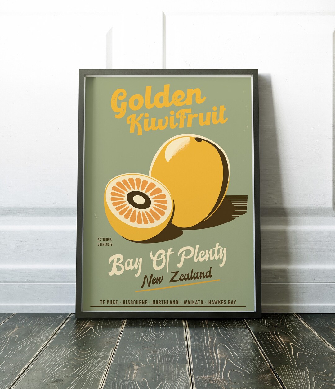 Kiwifruit Golden New Zealand Retro Advertisement Poster Digital ...