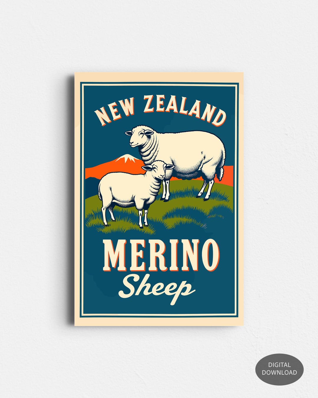 Merino Sheep New Zealand - Retro Advertisement - Vintage Poster - Mid ...