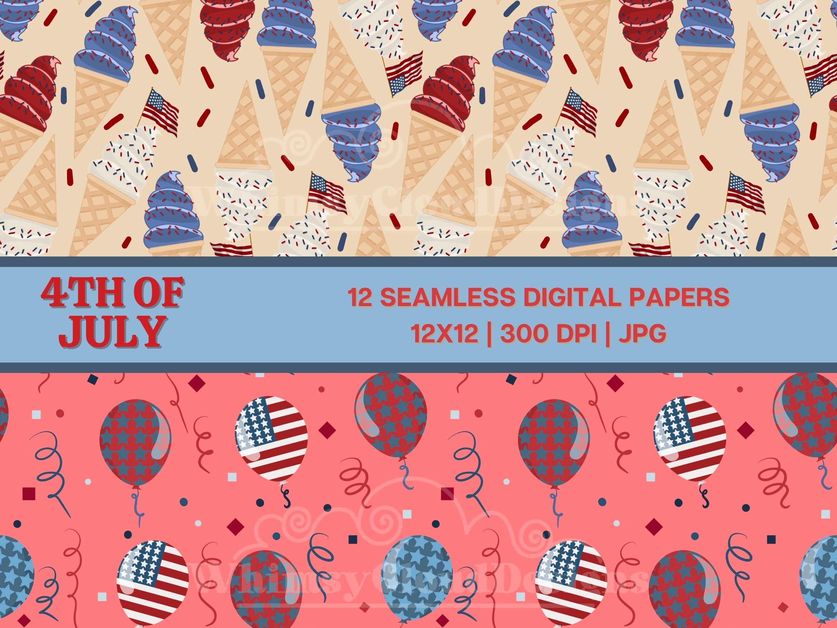 Happy 4th of July Digital Paper - Handmade-patriotic Patterns ...