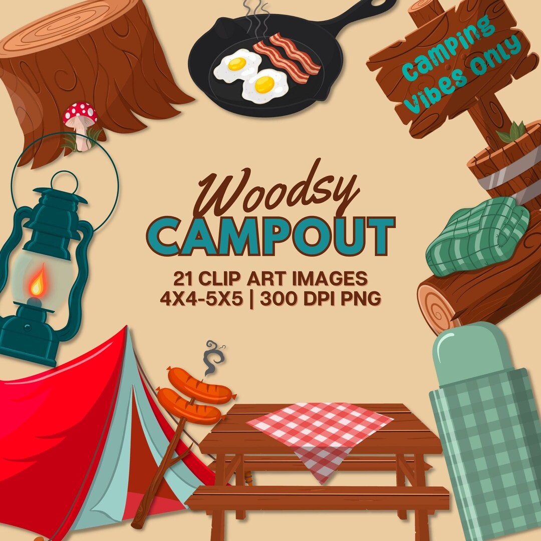 Camping Clipart Set Handmade Camping Clip Art Travel Clip - Etsy