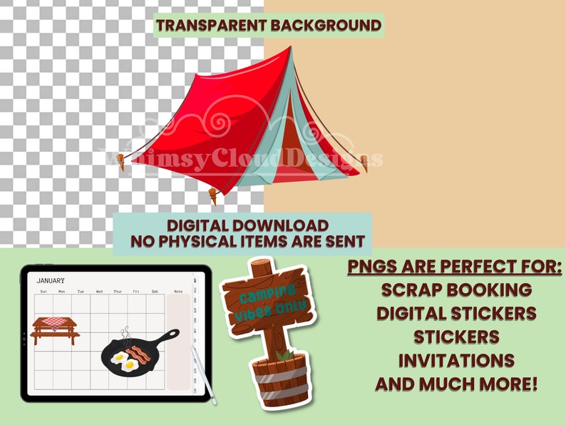 Camping Clipart Set-handmade Camping- Travel Clip Art-wood Sign ...