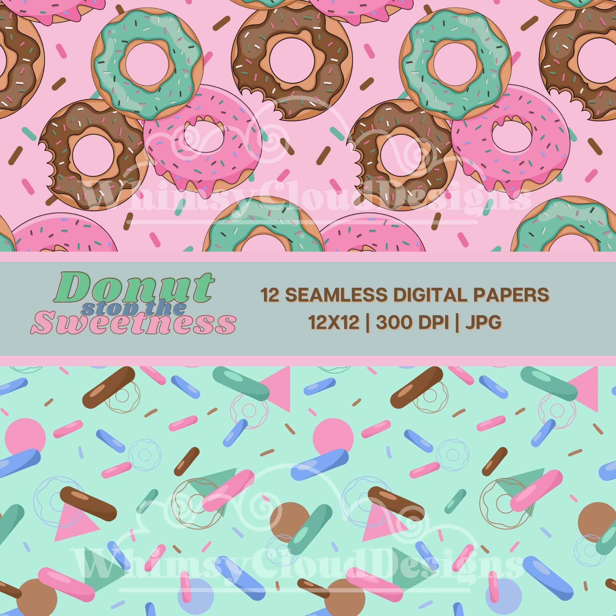 Donut Digital Paper & Bonus Clipart Pack Doughnut Seamless - Etsy