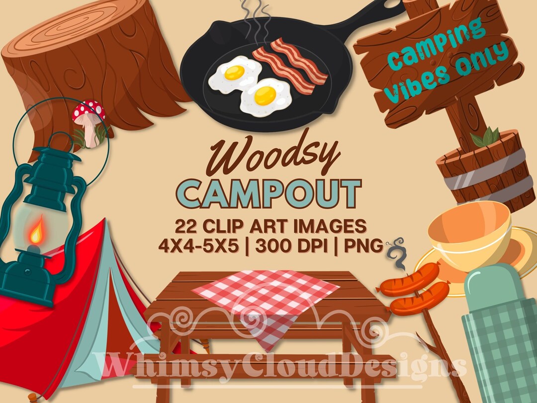 Camping Clipart Set-handmade Camping- Travel Clip Art-wood Sign ...