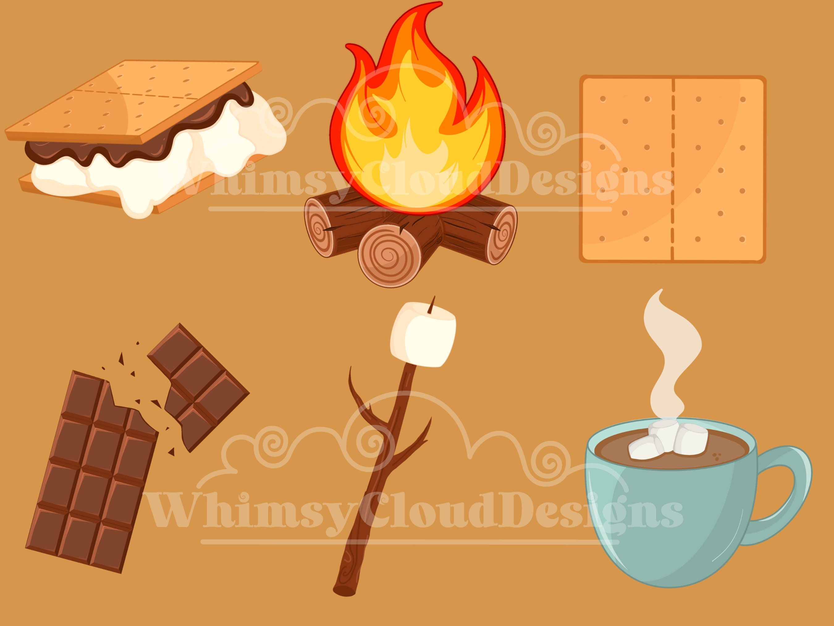 Cozy Smore Clipart Bundle - Handmade, Scrapbooking, Stickers, Camping ...