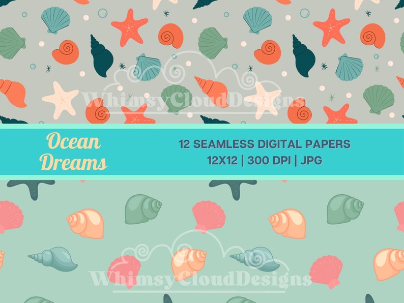 Ocean Themed Digital Seamless Digital Paper - Etsy