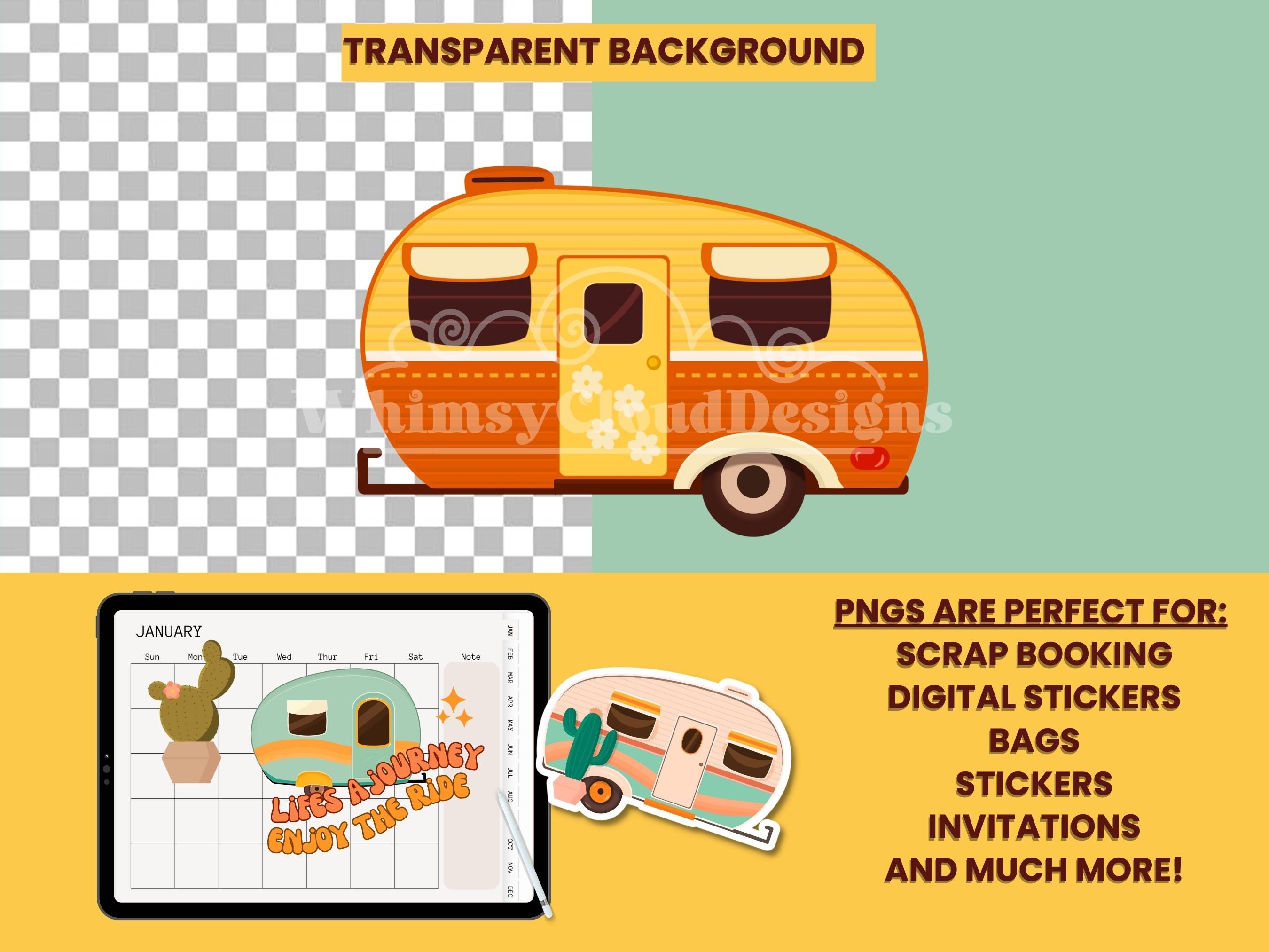 Retro Campers Clip Art -camping Png-handmade-vintage-trailer-summer ...