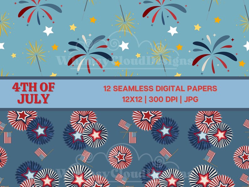 Happy 4th of July Digital Paper - Handmade-patriotic Patterns ...