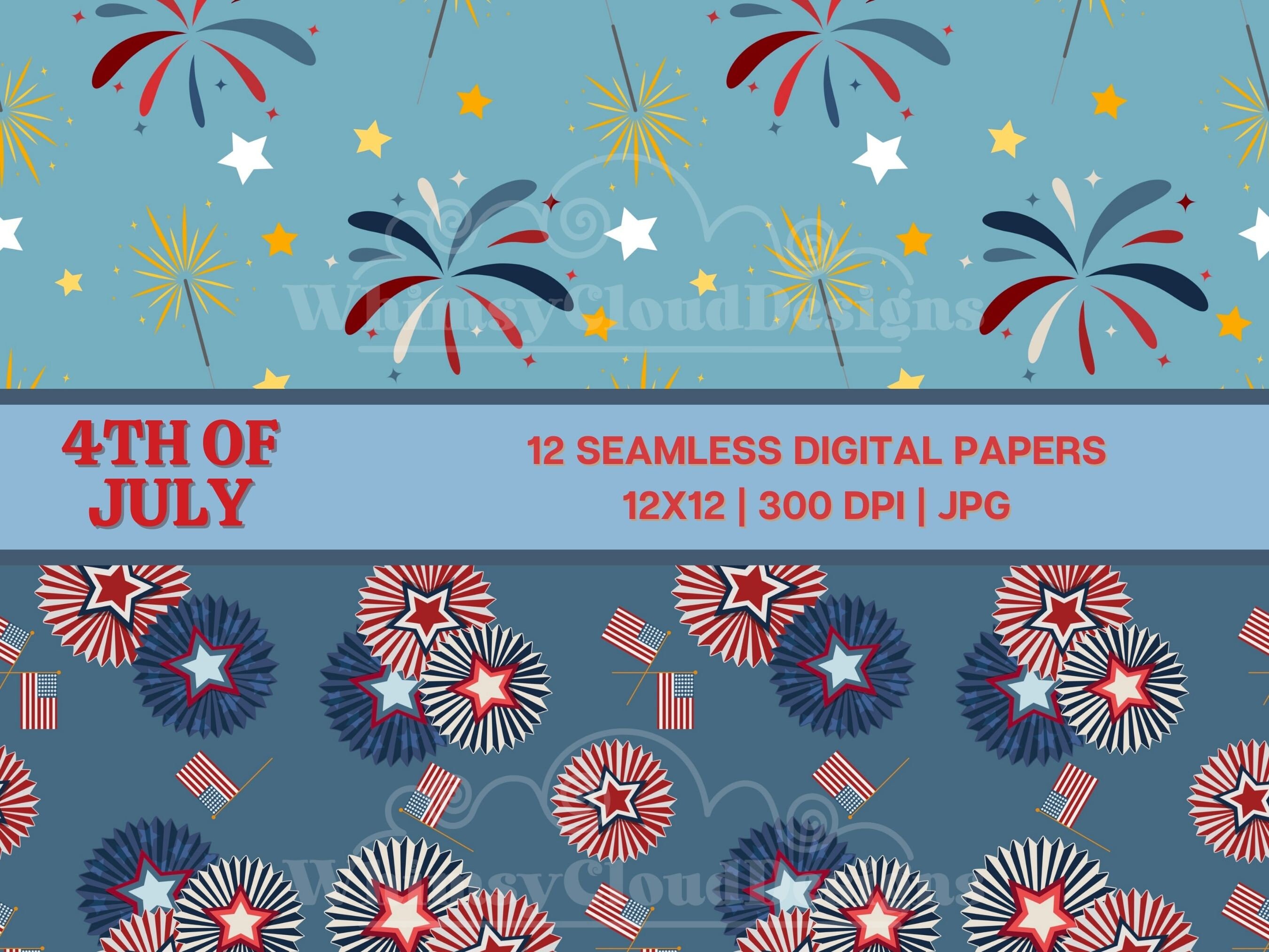 Happy 4th of July Digital Paper - Handmade-patriotic Patterns ...