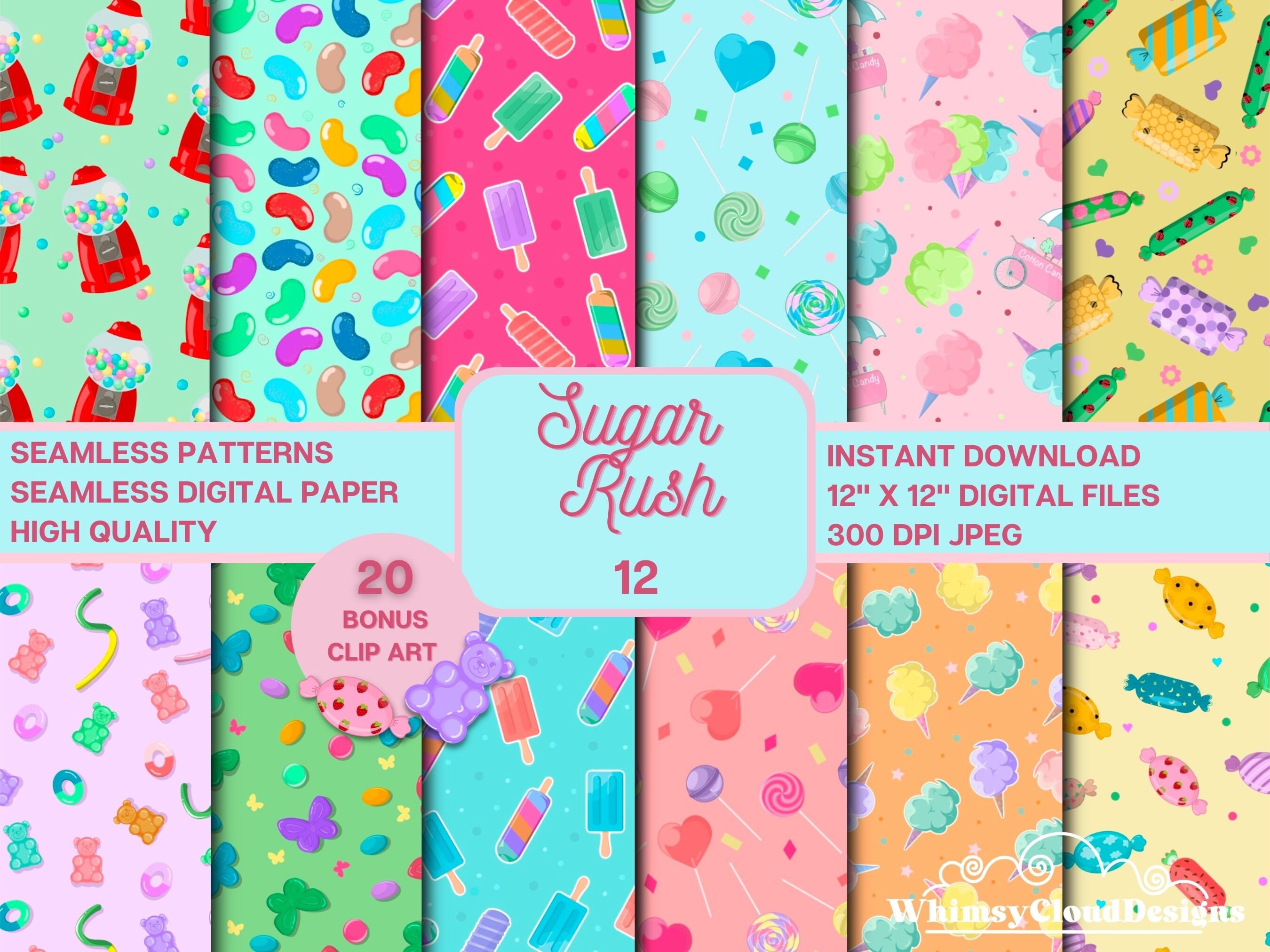 Candy Seamless Digital Paper & Bonus Clipart - Candy Patterns -hand ...