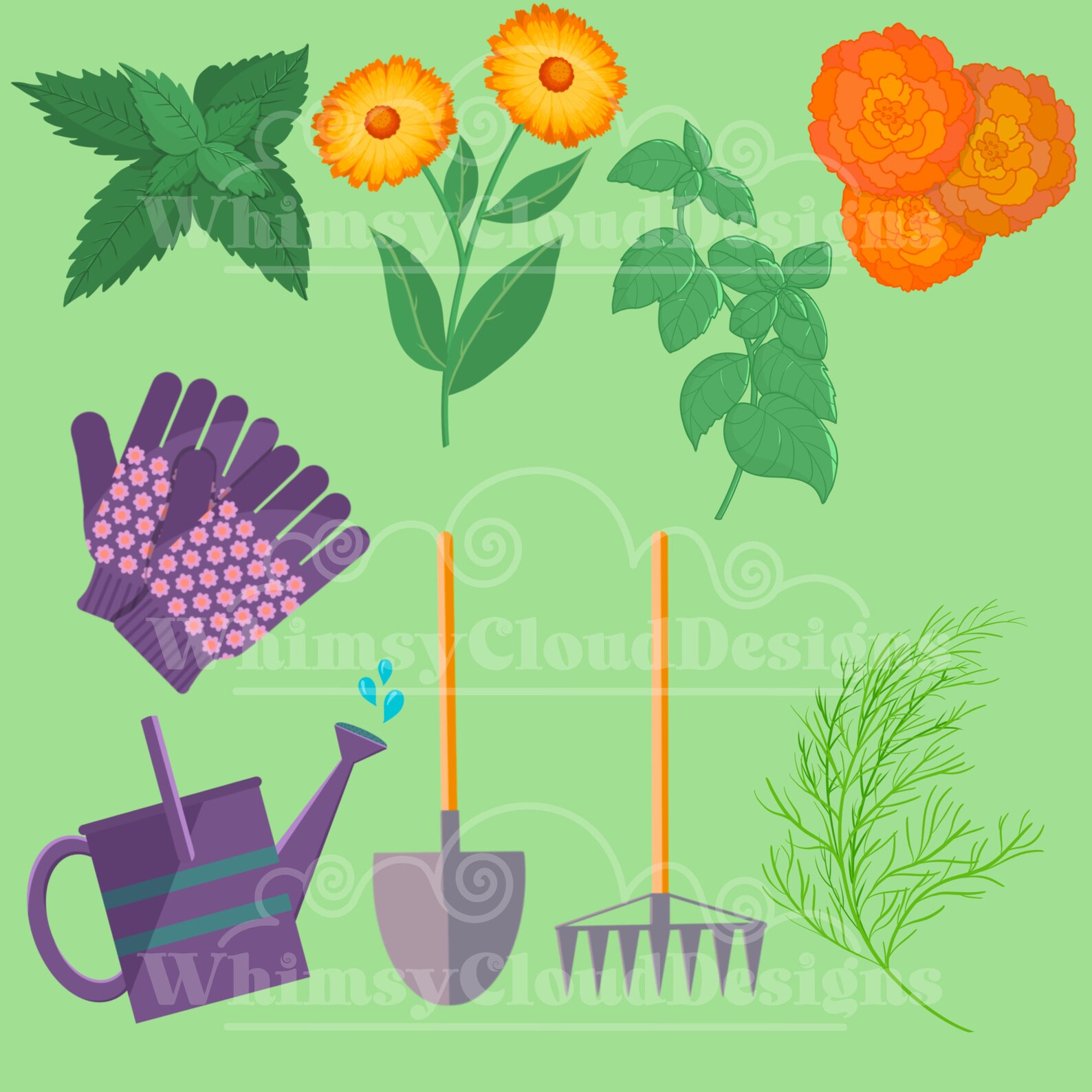 Garden Vegetable Clipart Set - Gardening Clip Art-handmade-png-spring ...