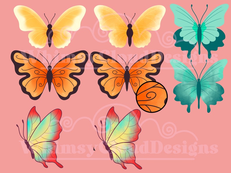 Colorful Butterfly Clipart Set-clipart Butterfly-watercolor Butterfly ...