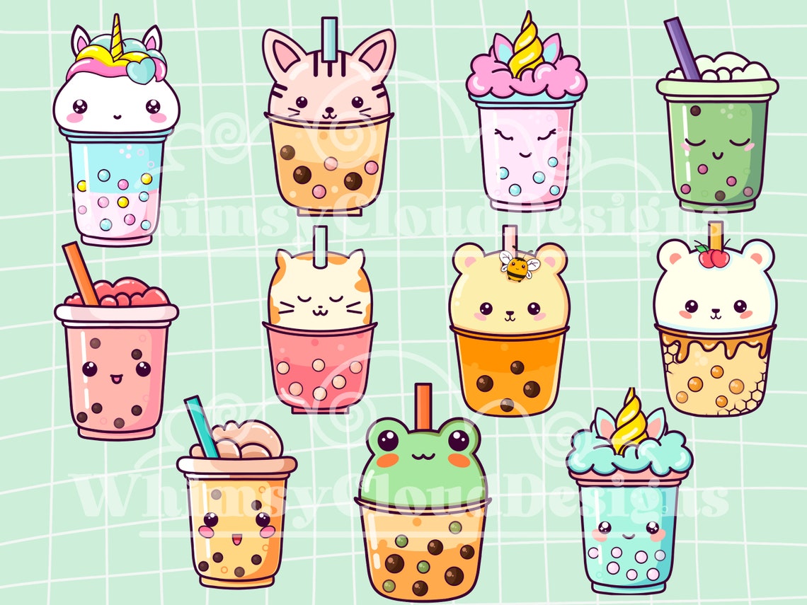 Kawaii Boba Clipart-cute Boba PNG Clipart-kawaii Clipart Set-cute ...