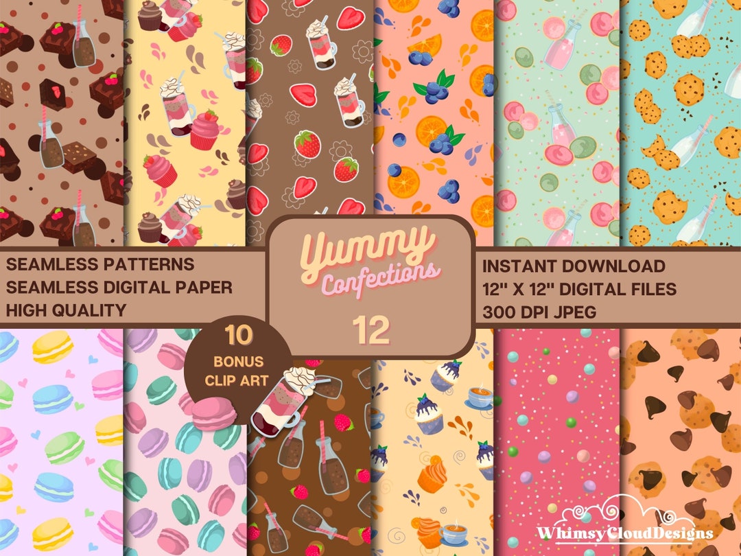 Baked Sweets Seamless Digital Paper-handmade-brownie Patterns-cookie ...