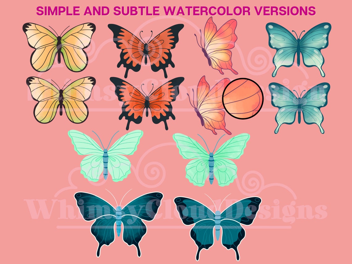 Colorful Butterfly Clipart Set-clipart Butterfly-watercolor Butterfly ...