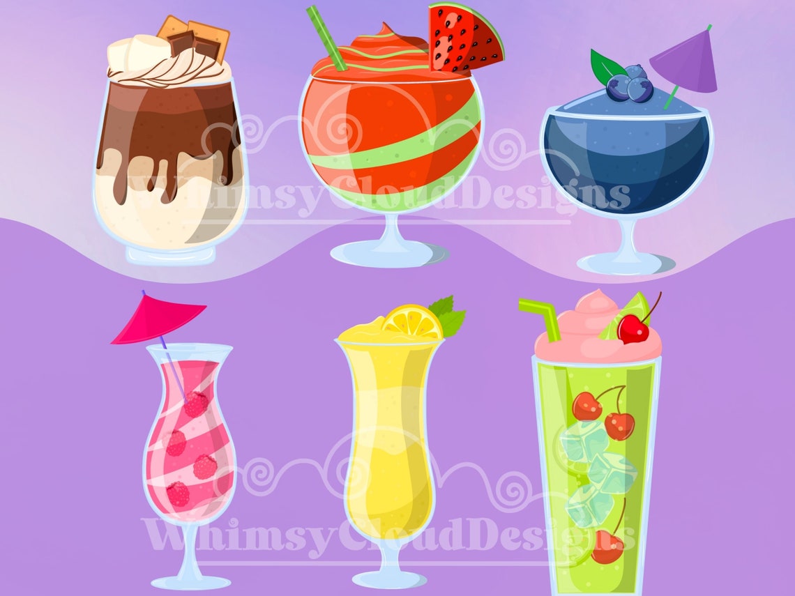 Summer Drinks and Cocktails Clipart Set-smore-watermelon-lemonade Clip ...