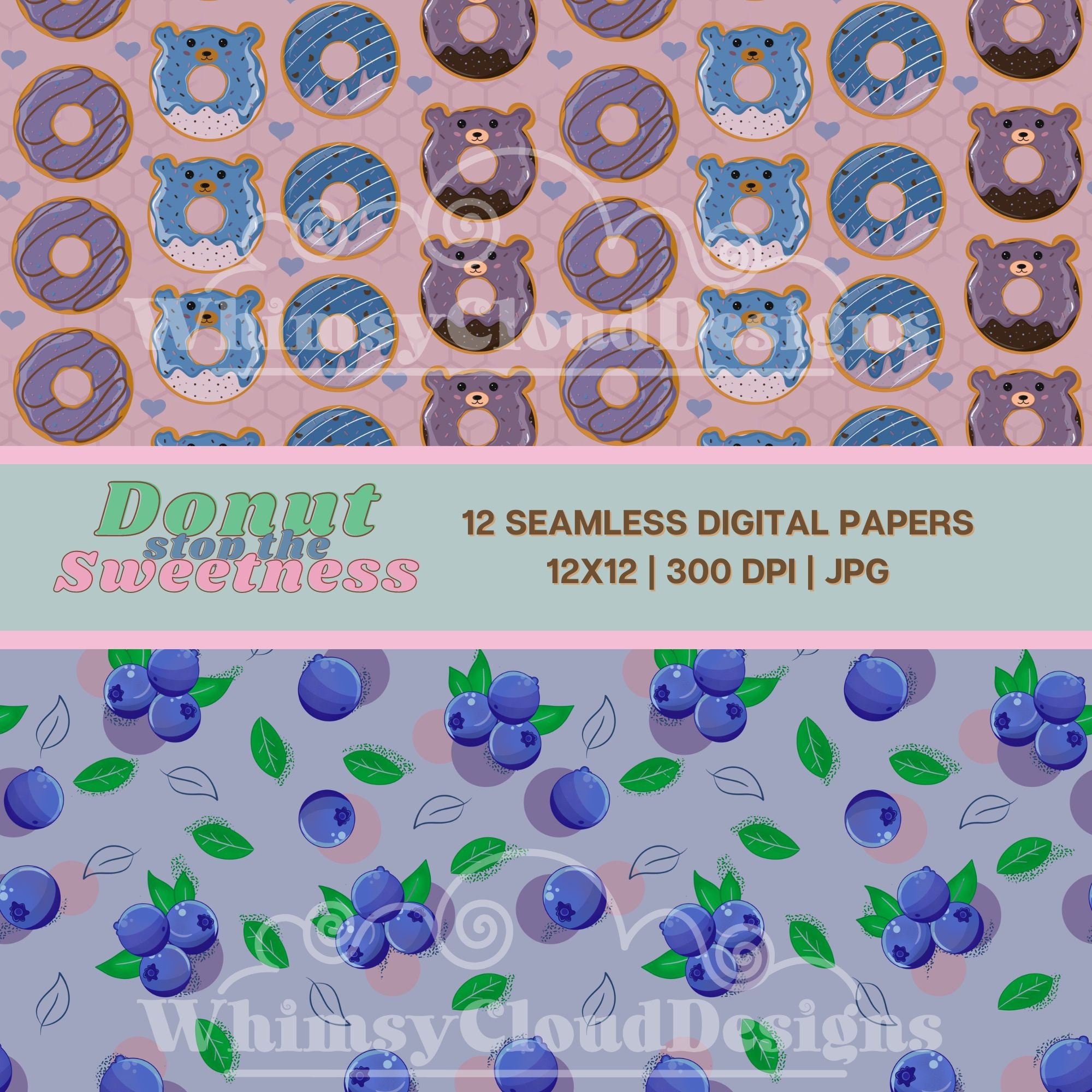 Donut Digital Paper & Bonus Clipart Pack Doughnut Seamless - Etsy