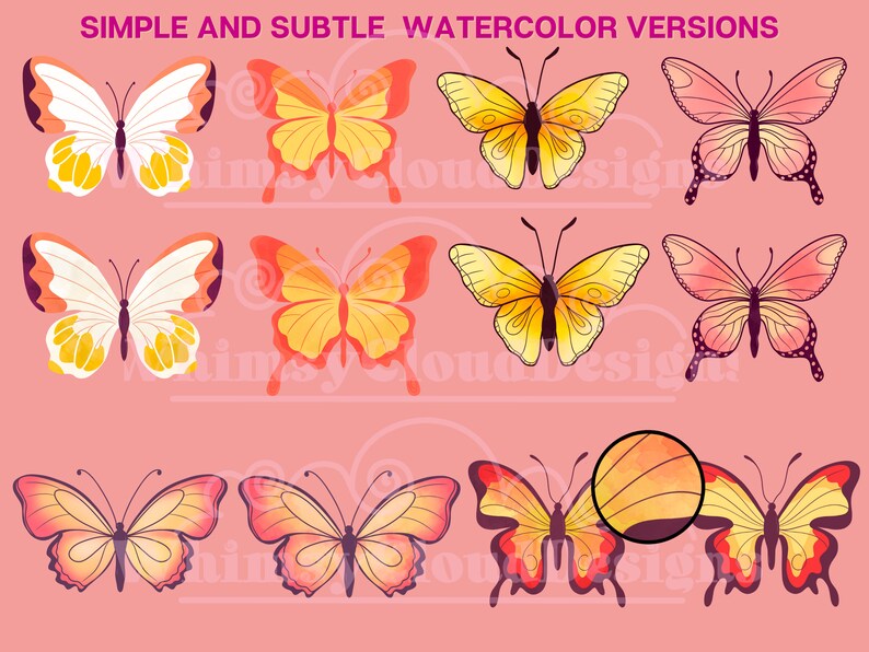 Colorful Butterfly Clipart Set-clipart Butterfly-watercolor Butterfly ...